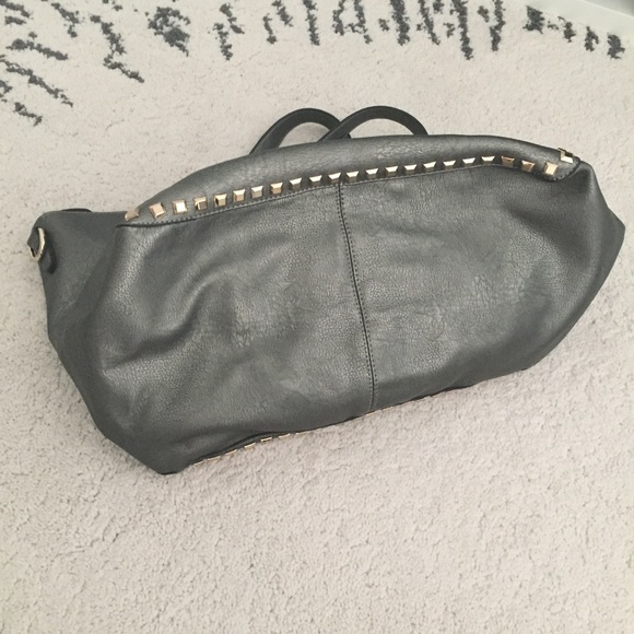 Bags | Pewter Bag With Gold Studs | Poshmark